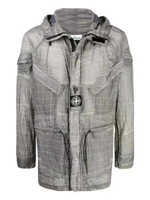 Stone Island Abstract Print Hooded Jacket - Grey