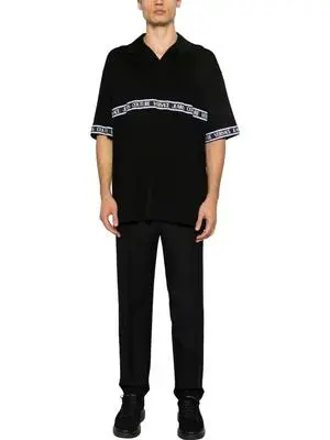 Versace Logo-tape Cotton Polo Shirt - Black