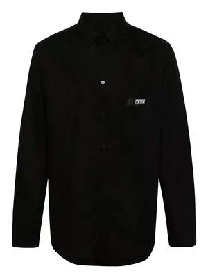Versace Logo-patch Cotton Shirt - Black