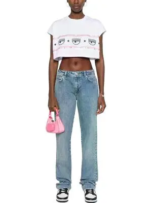 CHIARA FERRAGNI Chiara Ferragni Logo Embroidered Straight Leg Jeans