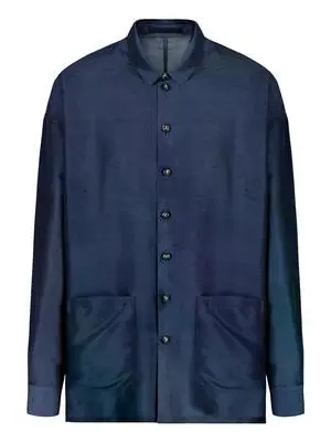 Giorgio Armani Silk Shirt Jacket - Blue
