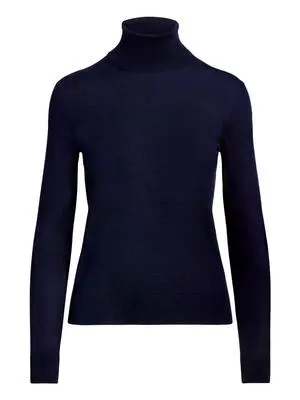 Ralph Lauren Fine Knit Roll Neck Jumper - Blue