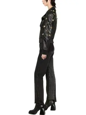 Philipp Plein Studded Leather Bomber Jacket - Black