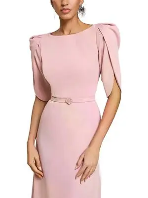 CRISTALLINI Midi Dress With Detachable Belt - Pink