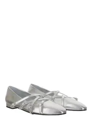 CAREL Leather Ballerina Shoes Silver