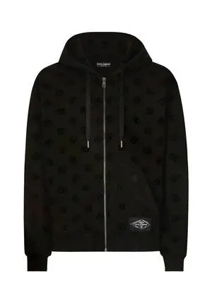 Dolce & Gabbana All-over Debossed Logo Hoodie - Black