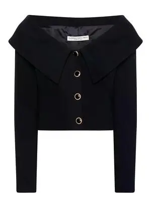 Alessandra Rich Off-shoulder Wool Blazer - Blue
