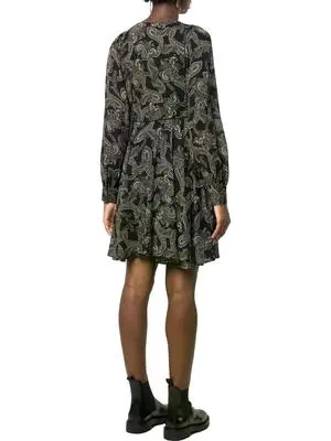 Michael Kors Paisley Print Long Sleeve Dress - Black
