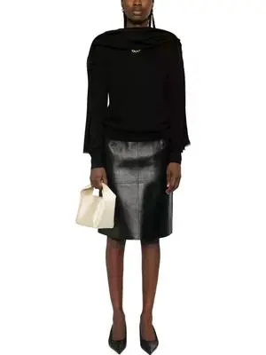 TOTEME Panelled Leather Midi Skirt - Black