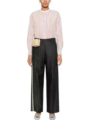 FORTE_FORTE Herringbone Wool Tailored Trousers - Grey