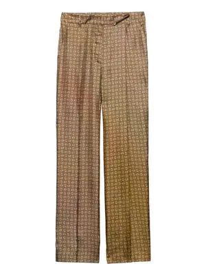 Prada High-waisted Paisley Print Silk Twill Trousers - Brown