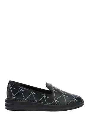 GIUSEPPE ZANOTTI Leather Monogram Loafers - Black
