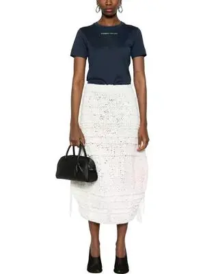 Max Mara Luso T-shirt With Crew Neck And Text Print - Blue