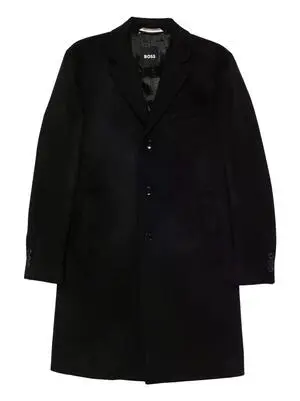 BOSS Virgin Wool-cashmere Blend Felted Coat - Black