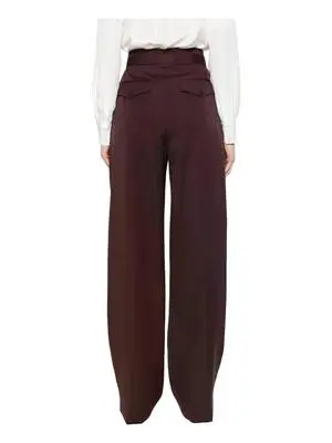 LANVIN Belted Pleated Wool Twill Trousers - Red