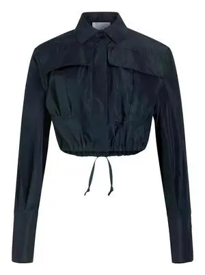 PATOU Cropped Faille Safari Shirt - Blue
