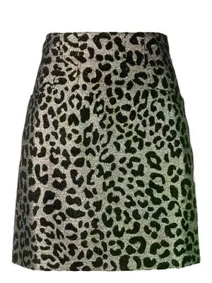 GENNY Leopard-print Mini Skirt - Silver