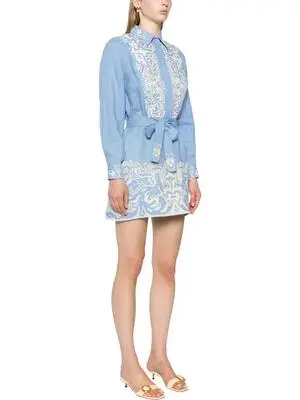 ALEMAIS Arion Linen Mini Dress - Blue
