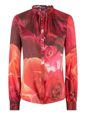 Roberto Cavalli Floral Silk Shirt - Red