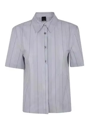 Pinko Striped Shirt With Classic Collar - Silver