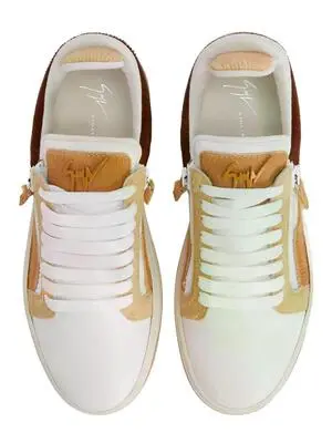 GIUSEPPE ZANOTTI Colour-block Double-zip Low-top Sneakers - White