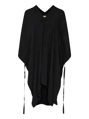 MAISON MARGIELA V-neck Midi Dress With Drop Shoulder And Asymmetric Hem - Black