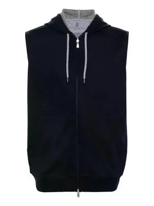 Brunello Cucinelli Sleeveless Zip-up Hoodie - Blue