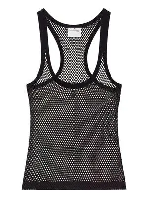 COURREGES Mesh Scoop Neck Top - Black