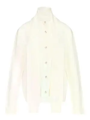 MAISON MARGIELA Button-up Cardigan With Detachable Scarf - Neutrals