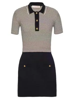 Valentino Garavani Striped Polo Mini Dress - Black