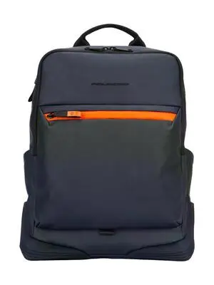 PIQUADRO Water-resistant Calf Leather Backpack - Blue