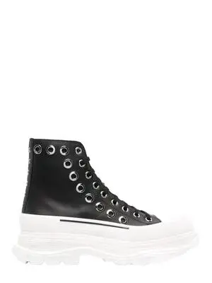 Alexander McQueen High-top Leather Sneakers - Black