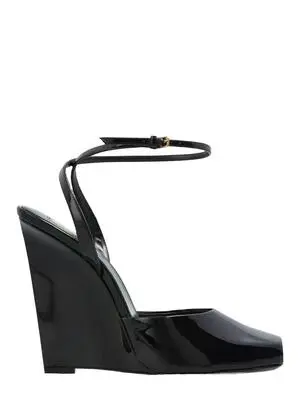 Saint Laurent 110mm La Scandale Wedge Sandals - Black