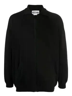 Moschino Teddy Bear Intarsia Knit Zip Cardigan - Black