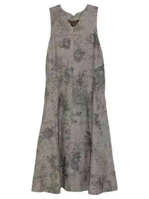 ZIGGY CHEN Ziggy Chen Abstract Print Midi Dress Grey