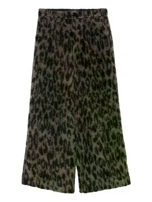 A.M.G. Wool Trousers With Leopard Print - Brown