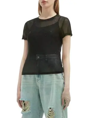 B+AB Rhinestone-embellished T-shirt - Black