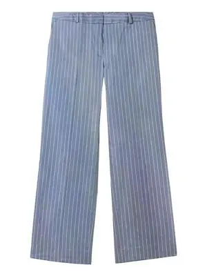 Brooks Brothers Pinstripe Wide Leg Trousers - Blue