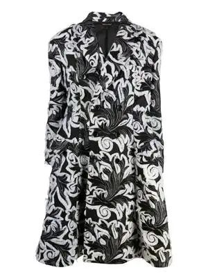 Comme Des Garçons Double-breasted Floral Jacquard Coat - Black