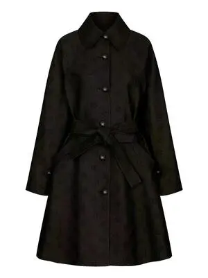 Dolce & Gabbana Dg Logo Jacquard Belted Trench Coat - Black