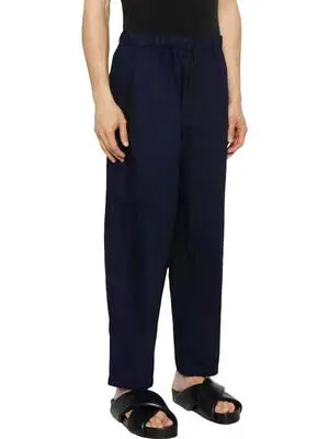 Yohji Yamamoto Slub-texture Trousers - Blue
