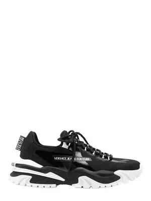Versace Logo Print Low-top Sneakers - Black