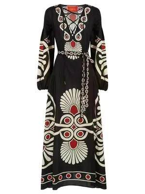 La DoubleJ Viviana Geometric Print Maxi Dress - Black