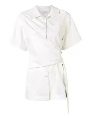 Goen.j Wrap Style Shirt With Knot Detail - White