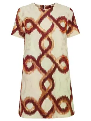 LA DOUBLEJ La DoubleJ Mini Swing Geometric-Print Short-Sleeve Dress