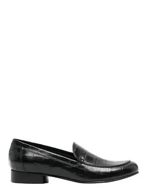 GIABORGHINI Croc Effect Leather Loafers - Black