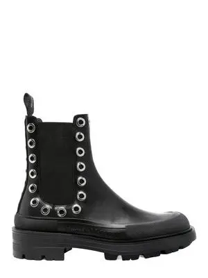 Alexander McQueen Eyelet Detail Chelsea Boots - Black