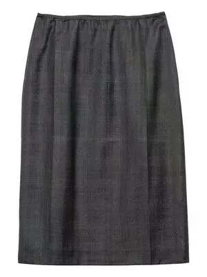 Prada Check Pattern Wool Skirt - Grey