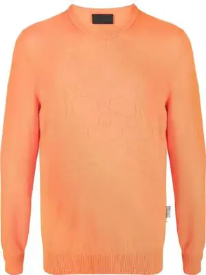 Philipp Plein Fine-knit Skull-motif Jumper - Orange