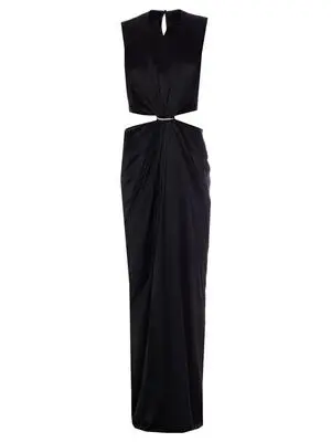 Max Mara Satin Maxi Dress With Cut-out Detailing - Black
